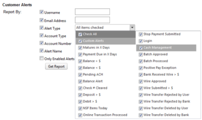 Customer Alerts report